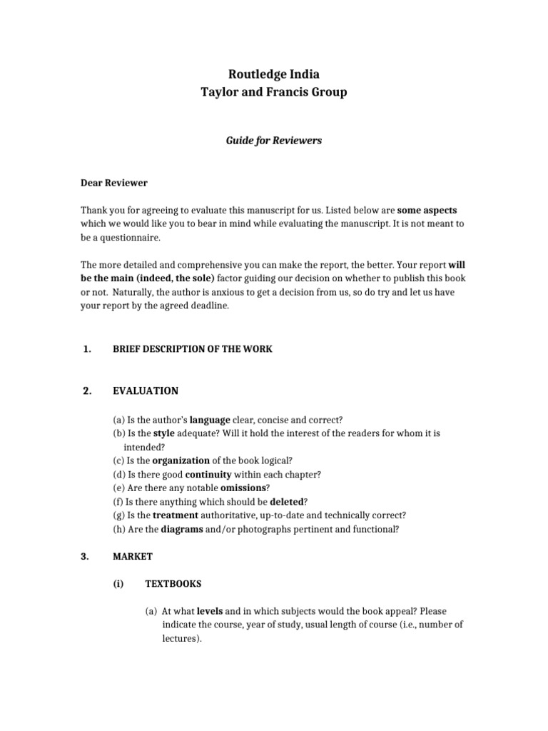 Routledge Reviewer's Guide - Manuscripts | PDF