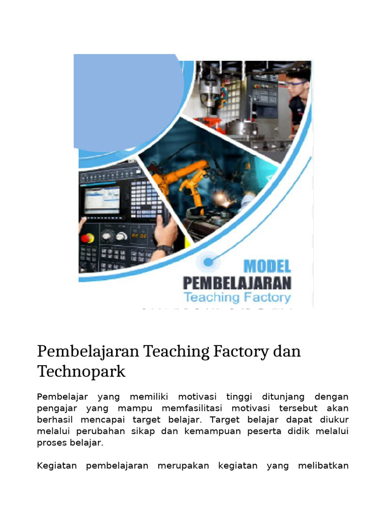 Pembelajaran Teaching Factory dan Technopark | PDF