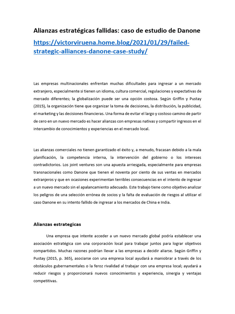 Alianzas Estratégicas Danone | PDF