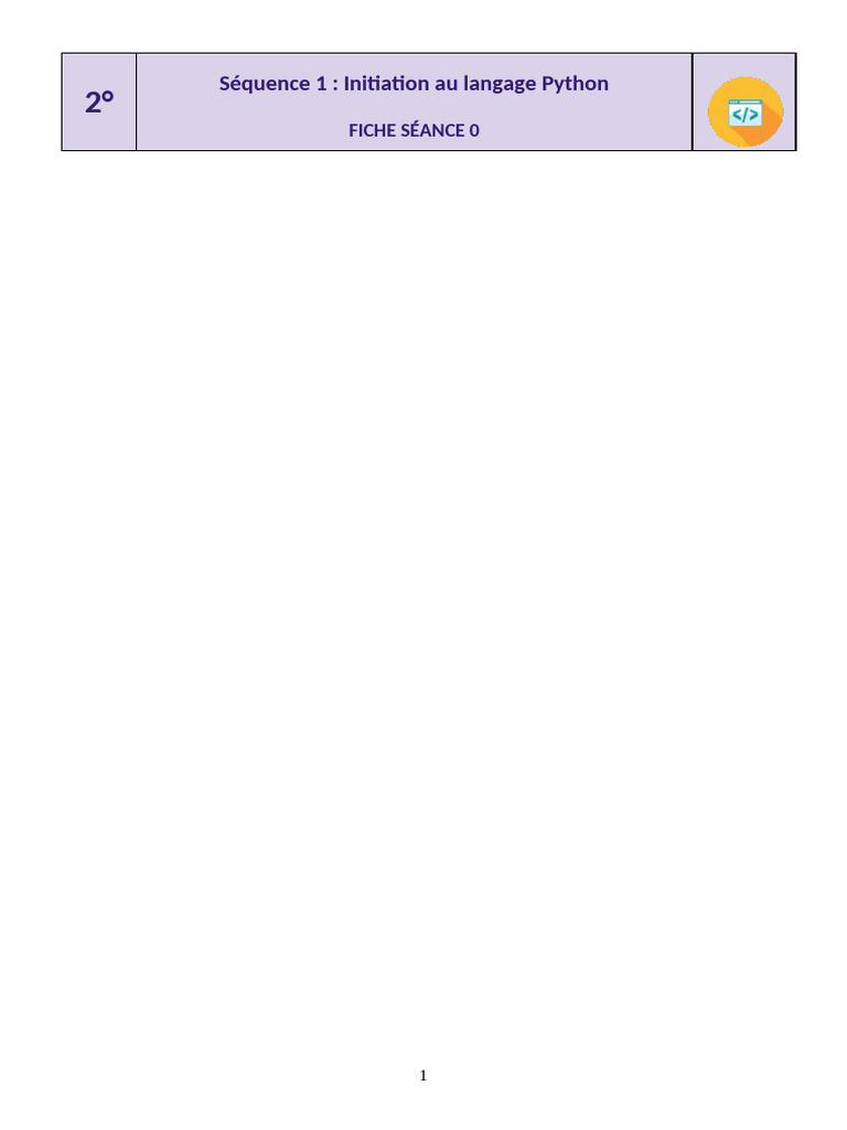 Séance 0 Initiation Python | PDF