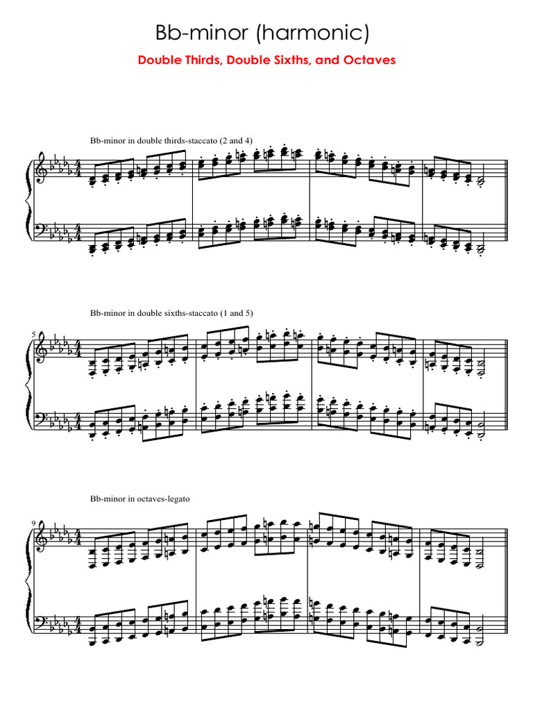 Music - Technique - Exercises - Doubles - Minor Harmonic - BBM | PDF
