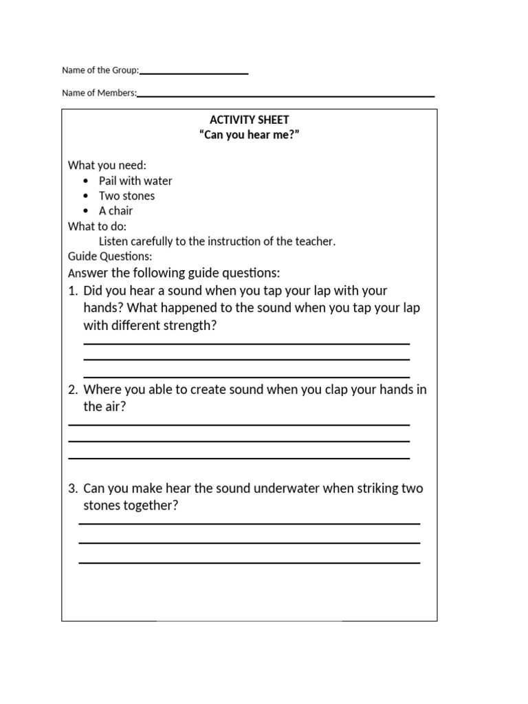 Activity Sheet | PDF