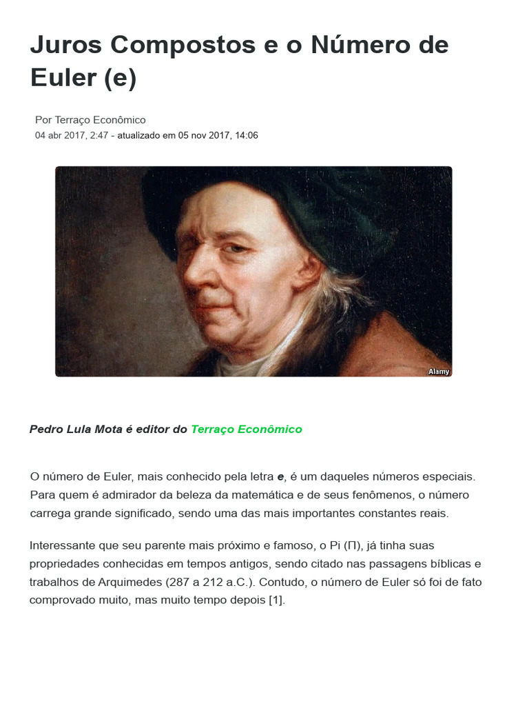 Juros Compostos e o Número de Euler | PDF | Aritmética | Análisis complejo