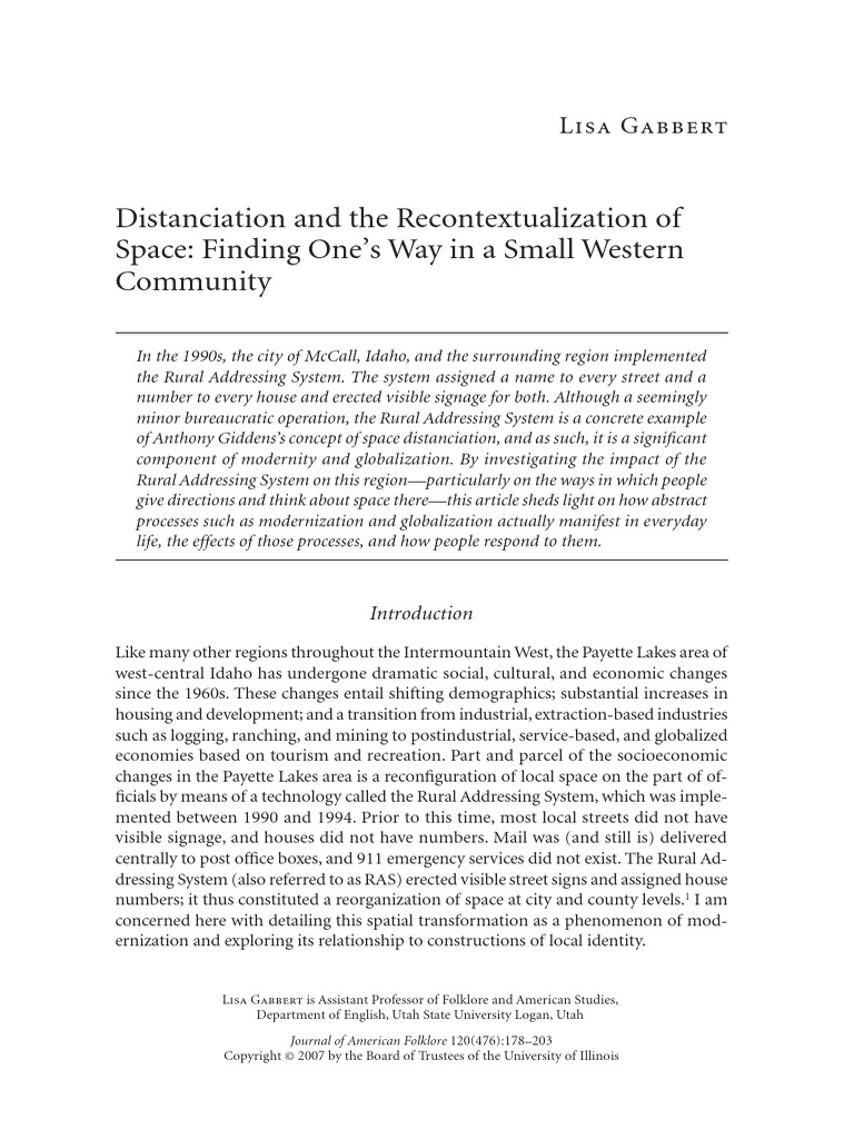 Distanciation and The Recontextualization of Space - Finding One - S | PDF