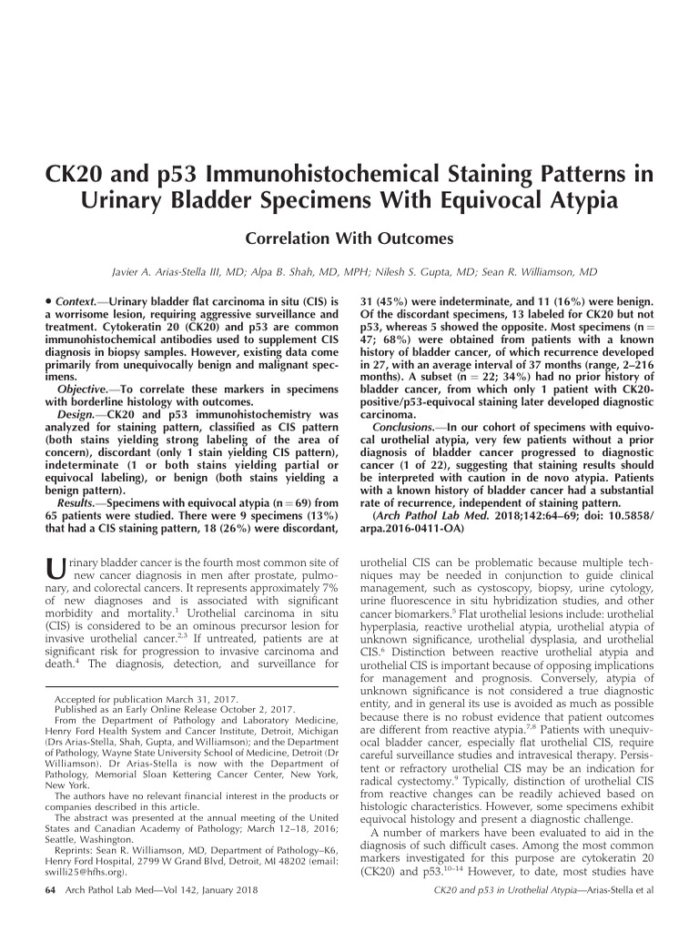 Arias-Stella-2018-CK20 and p53 Immunohistochem | PDF