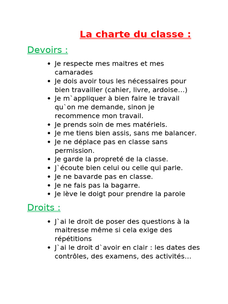 La Charte de La Classe | PDF