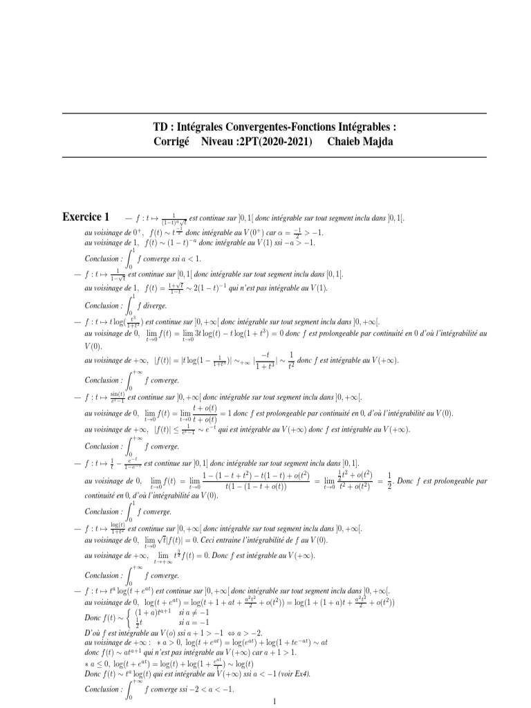 TDint Gration Corrig | PDF