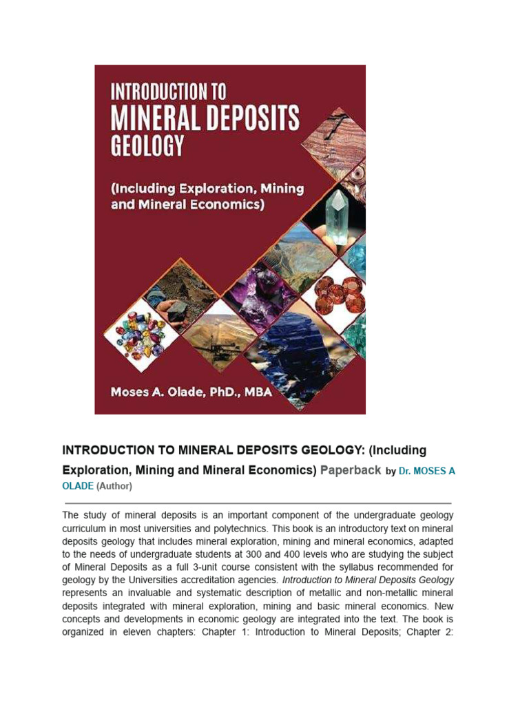 Introduction To Mineral Deposits Geology | PDF