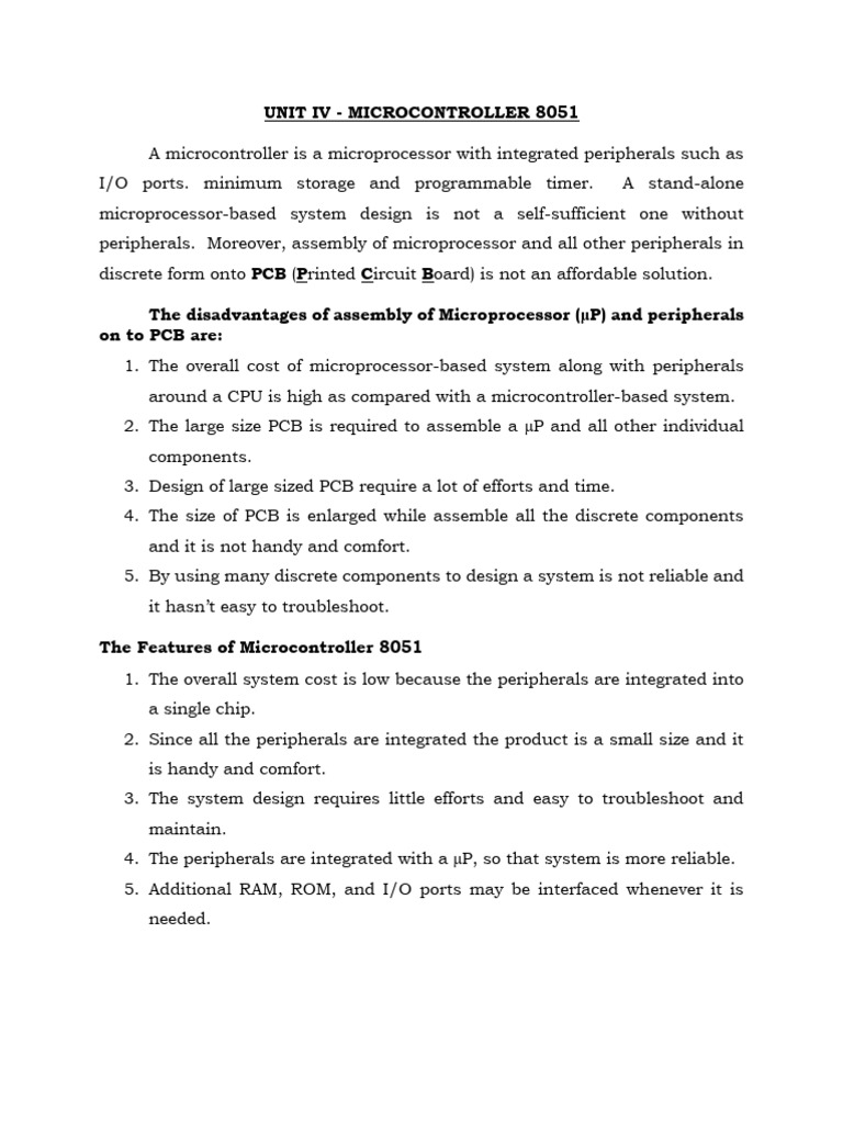 Microcontroller - U IV | PDF