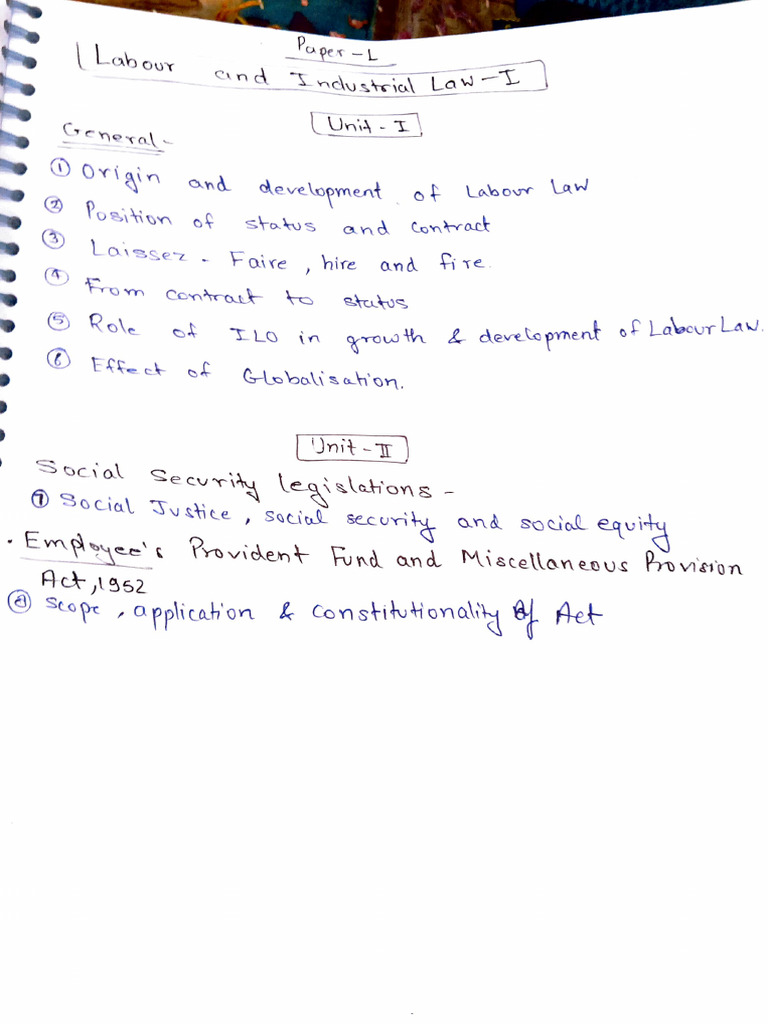 Labour Law Notes | PDF | Private Law | Welfare State