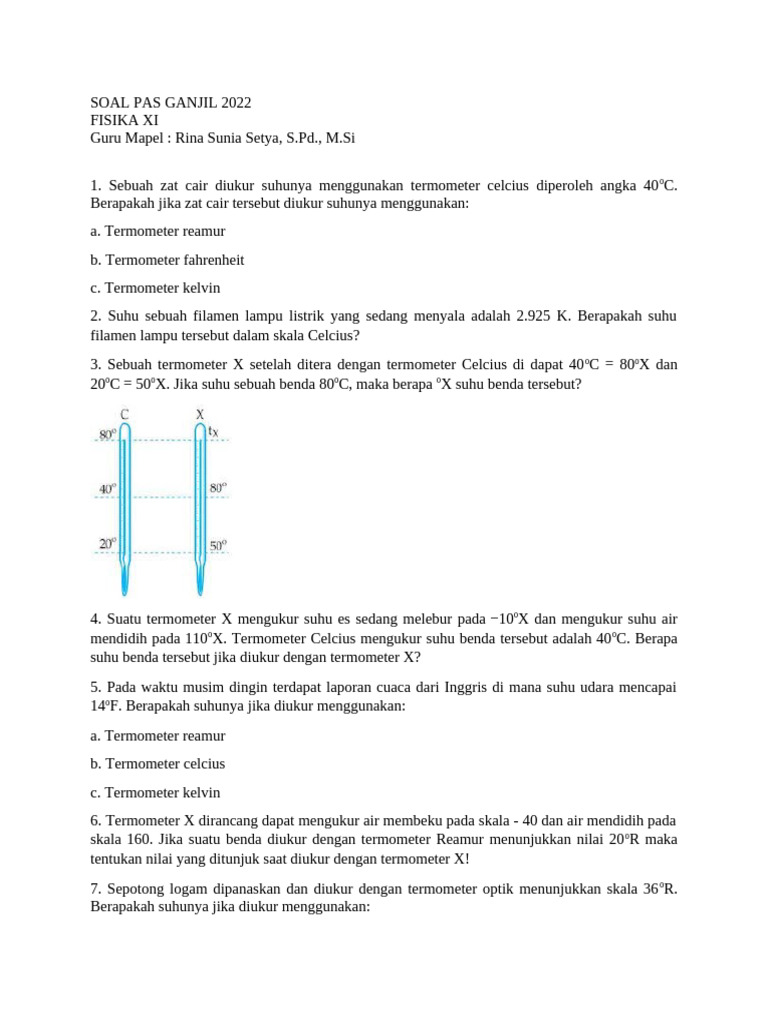 Soal Fisika Pas Ganjil 2022 | PDF