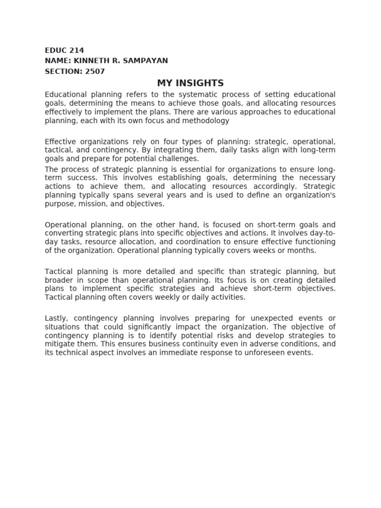 Educ 214 Kinneth Insights | PDF