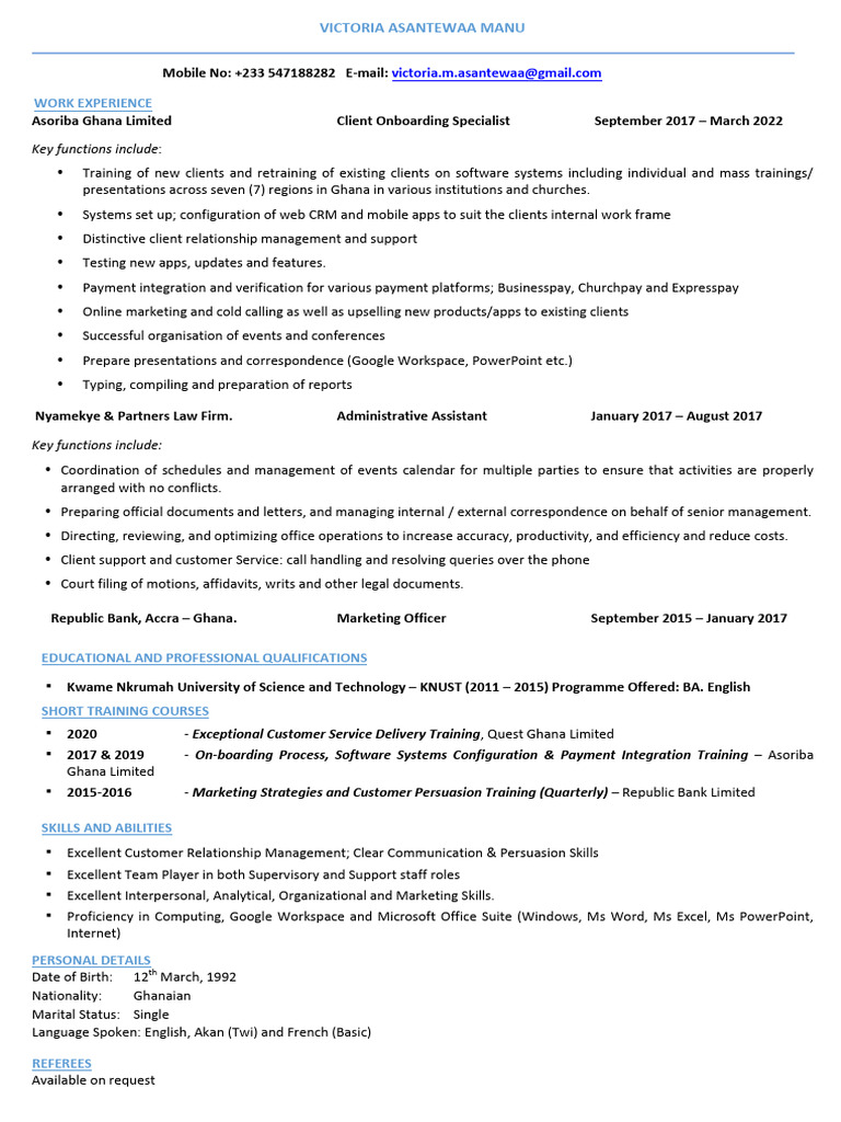 Victoria Resume for EA | PDF
