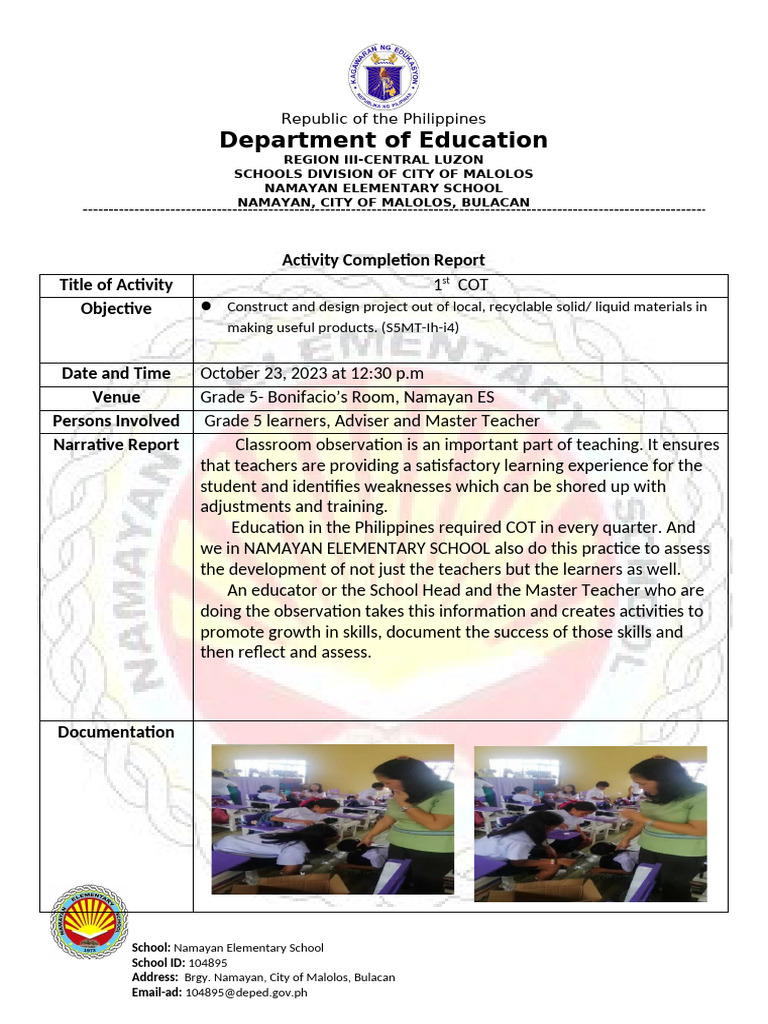 ACR-1st COT - 2023-2024 | PDF
