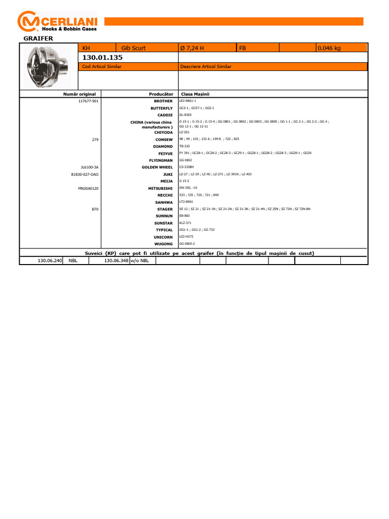 Fișă Date Graifer KH 130.01.135 | PDF