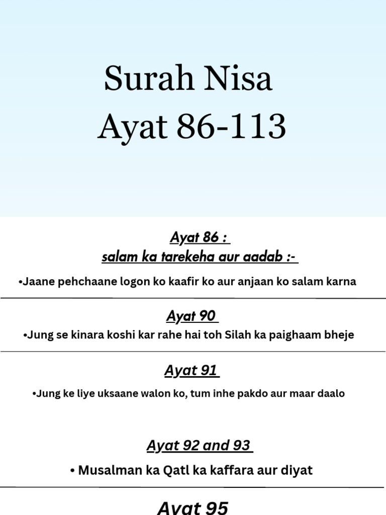 Surah Nisa Ayat 86-113 - 20231005 - 222422 - 0000 | PDF