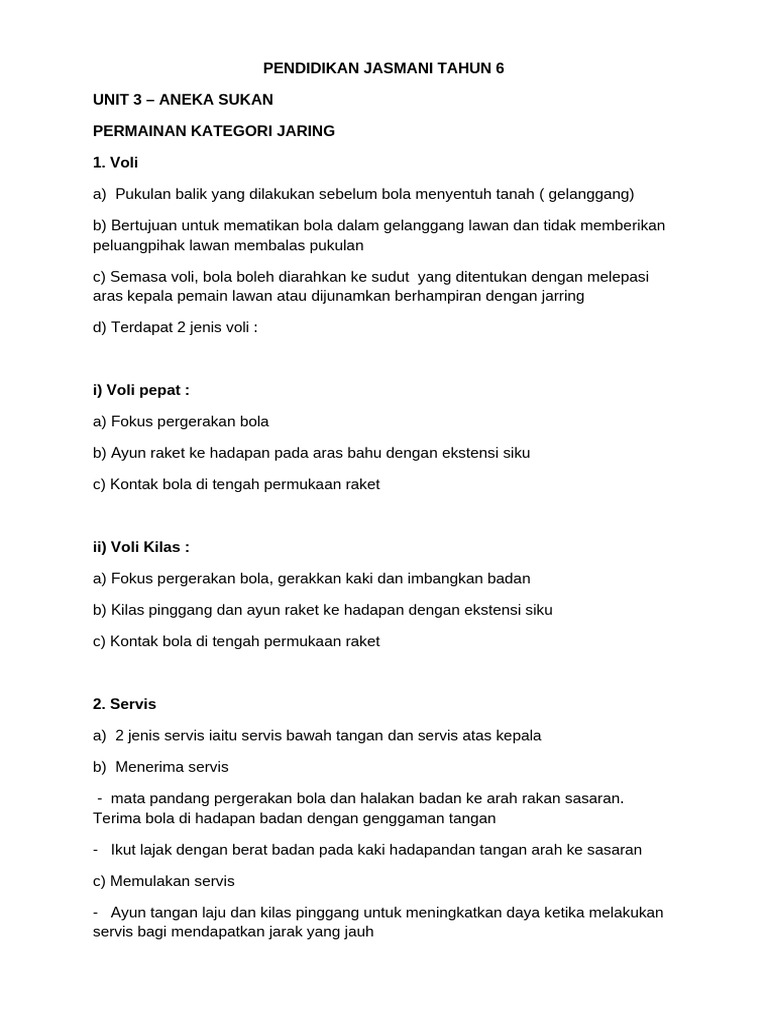 PENDIDIKAN JASMANI TAHUN 6 - unit 3 a | PDF