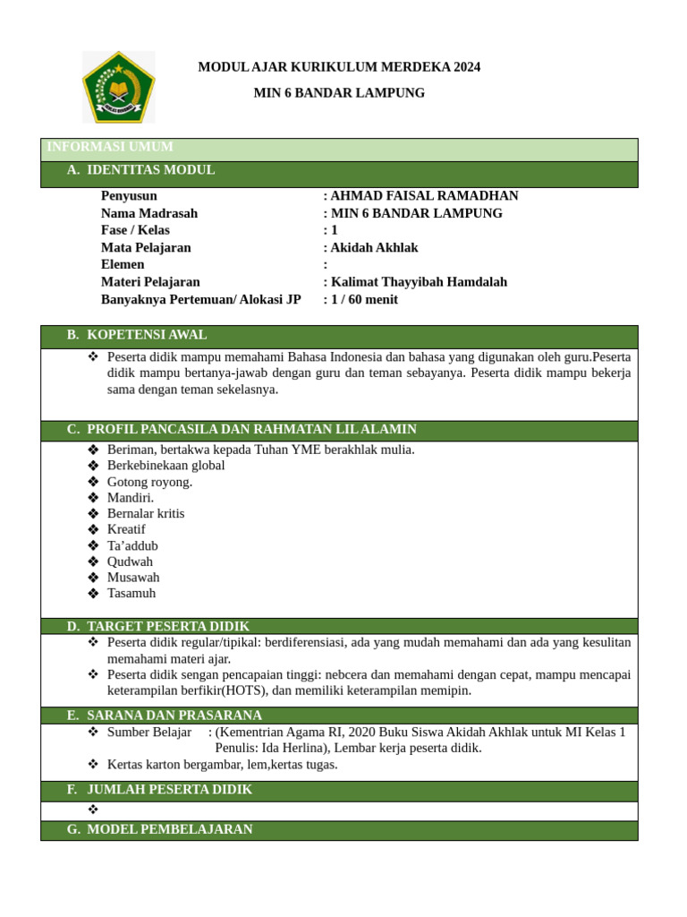 Modul Ajar PPL Faisal | PDF