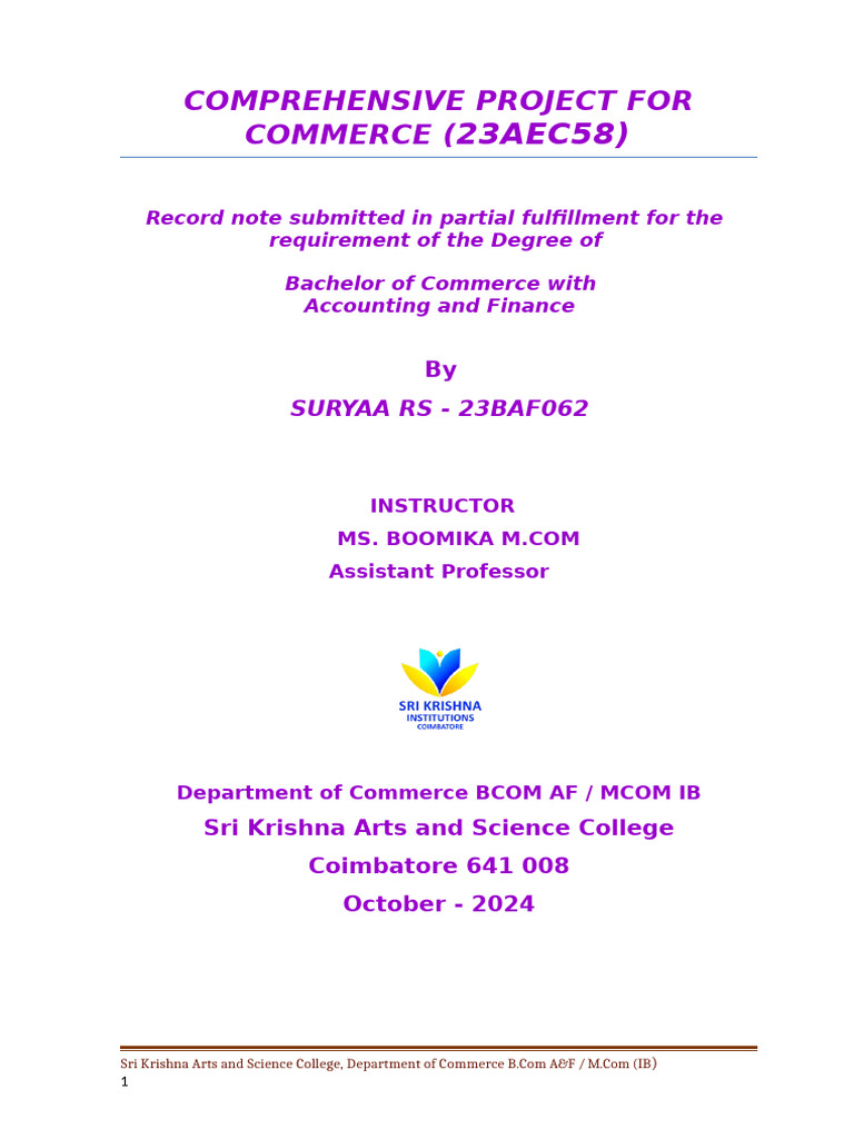 COMPREHENSIVE PROJECT SURYAA | PDF