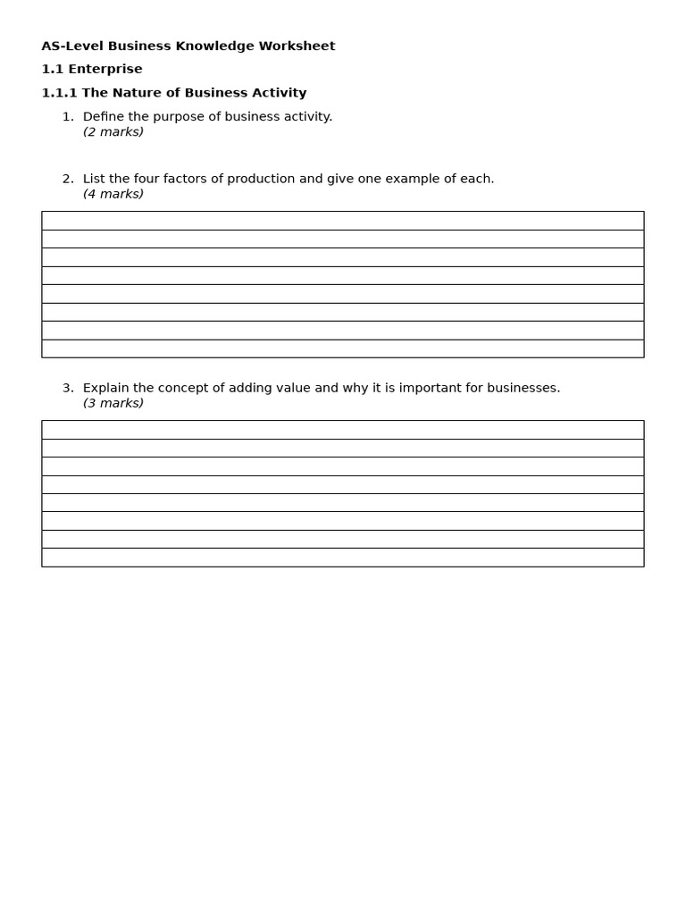 As Worksheet | PDF