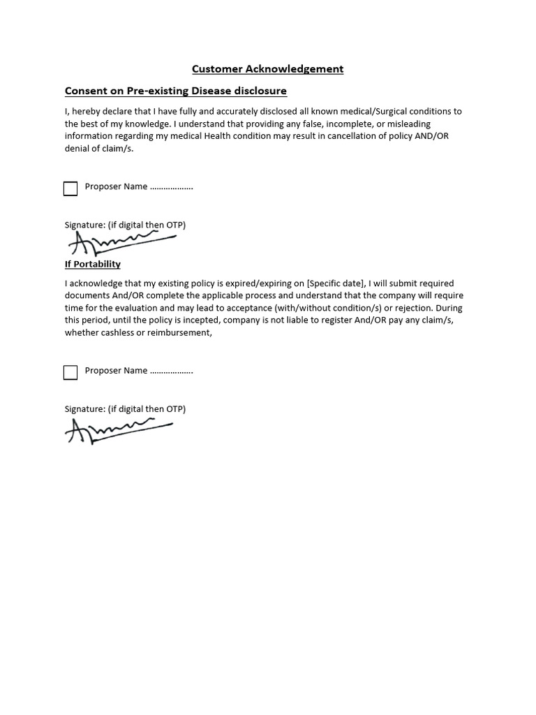 Customer Acknowledgement & Signed | PDF