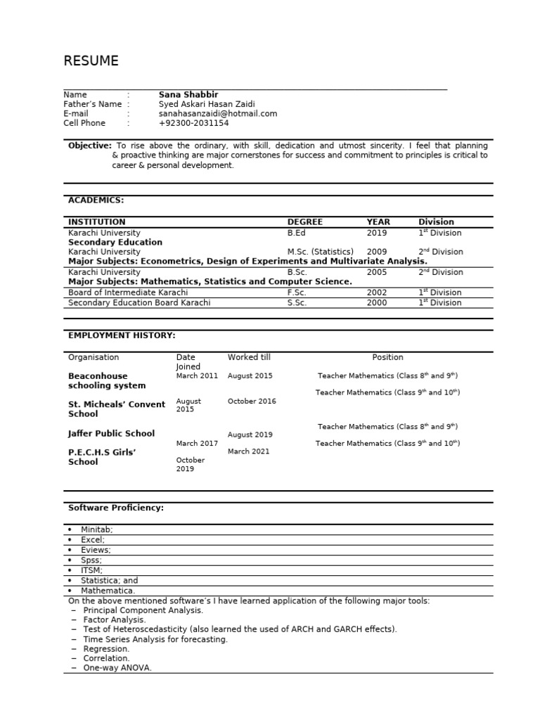 Sana CV 1 | PDF