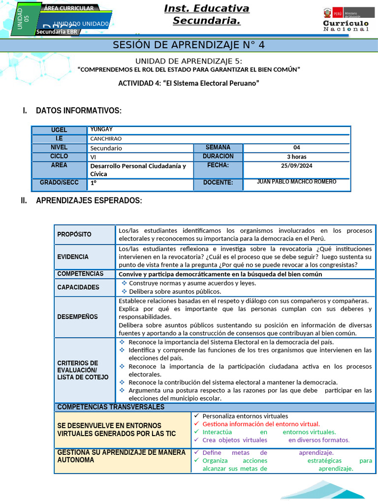 1º DPCC - Ses 4 Uni 5 - Sem 04 | PDF