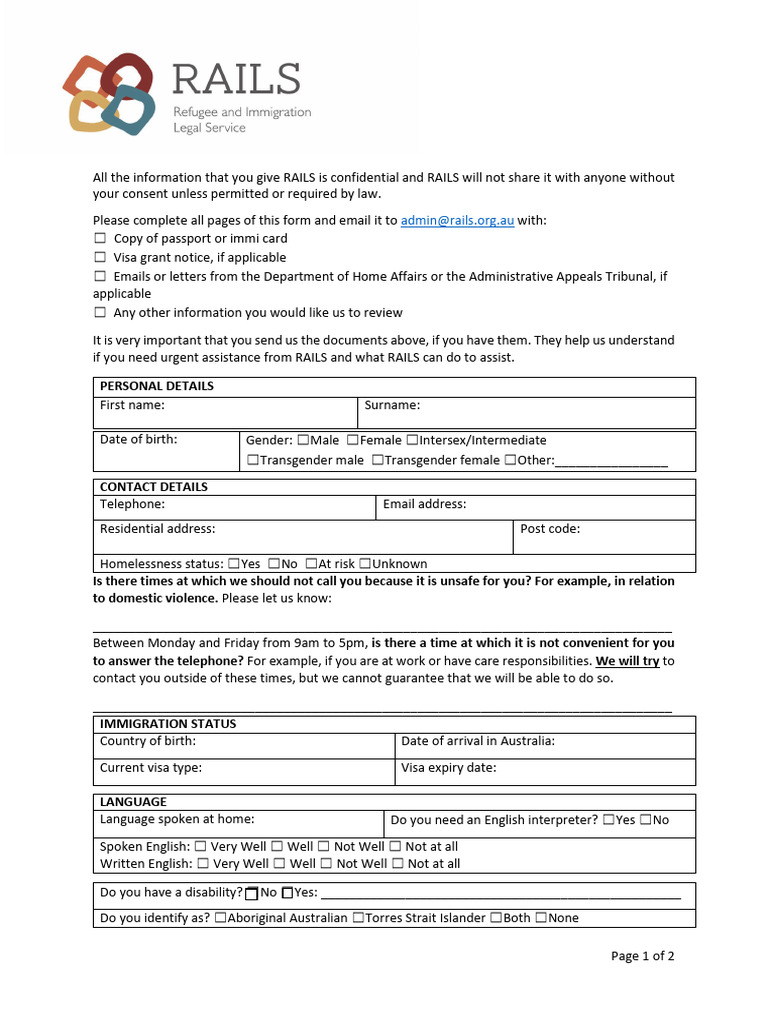 RAILS Self Referral Fillable April 2021 | PDF