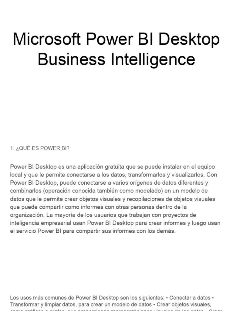 Microsoft Power Bi Desktop Business Intelligence Pdf