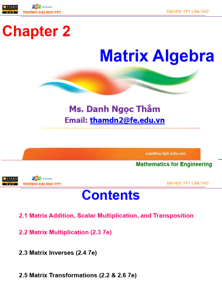 08-MAE101-ALG-Chapter 2 - Matrix Algebra | PDF