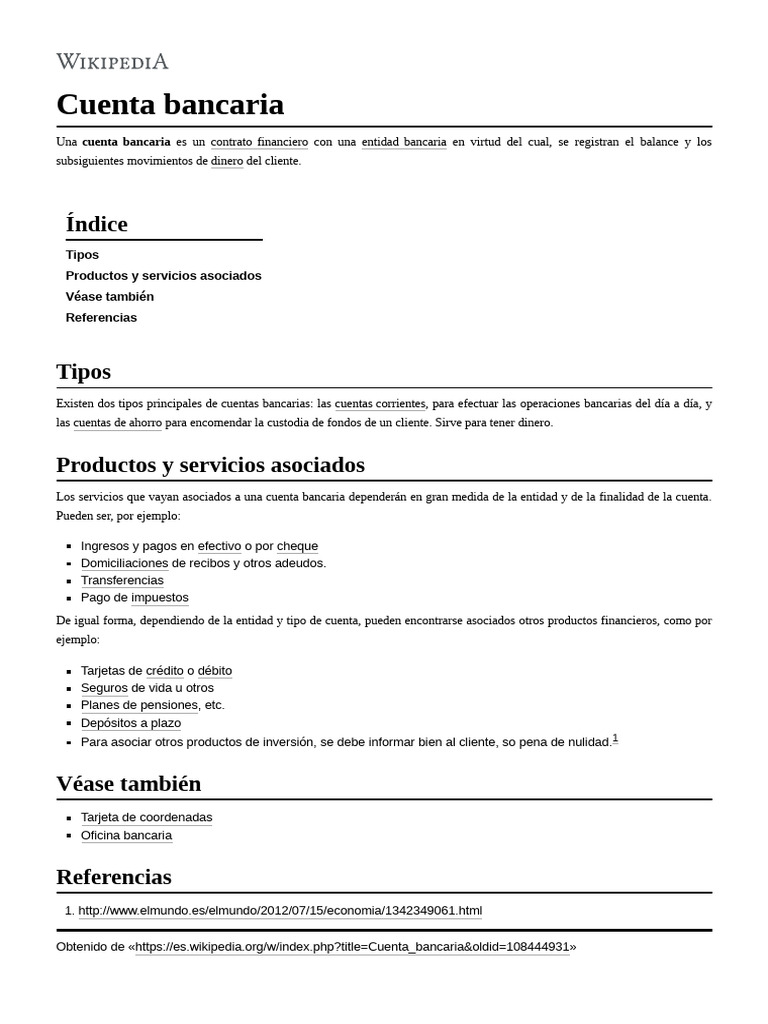 Cuenta Bancaria | PDF