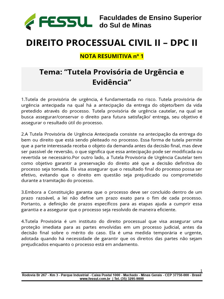 Direito Processual Civil Ii - DPC Ii | PDF
