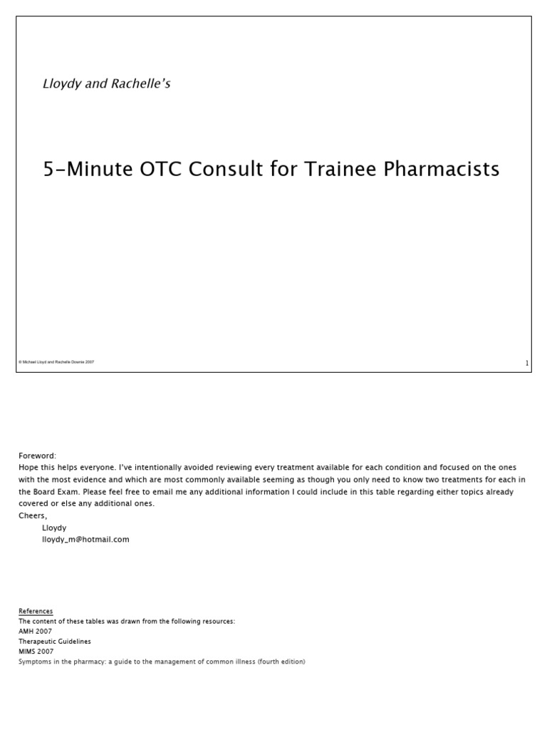 Lloydy and Rachelle OTC Table | PDF