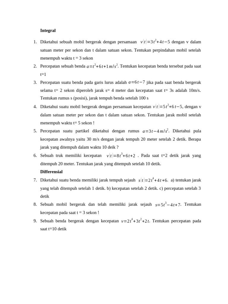 Soal Integral Dan Diferensial Fisika | PDF