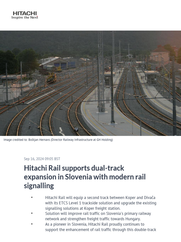 Hitachi Rail Supports Dual-Track Expansion in Slovenia With Modern Rail ...