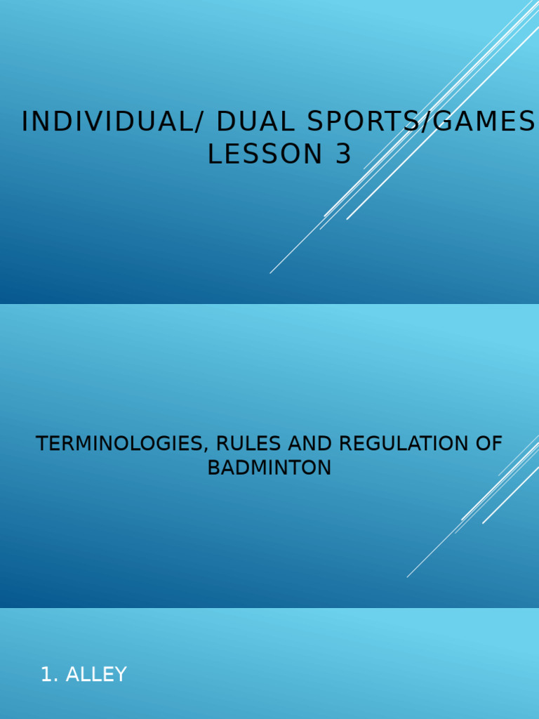Individual/ Dual Sports/Games Lesson 3 | PDF