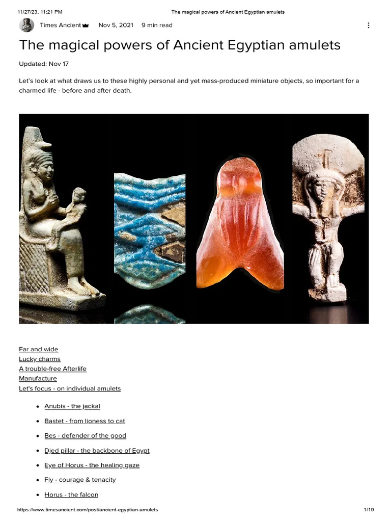 The Magical Powers of Ancient Egyptian Amulets | PDF