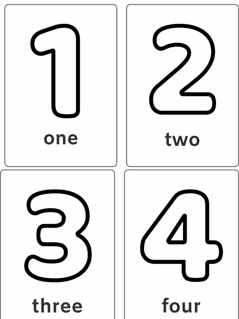 White Colorful Numbers From 1 To 20 Flashcards | PDF