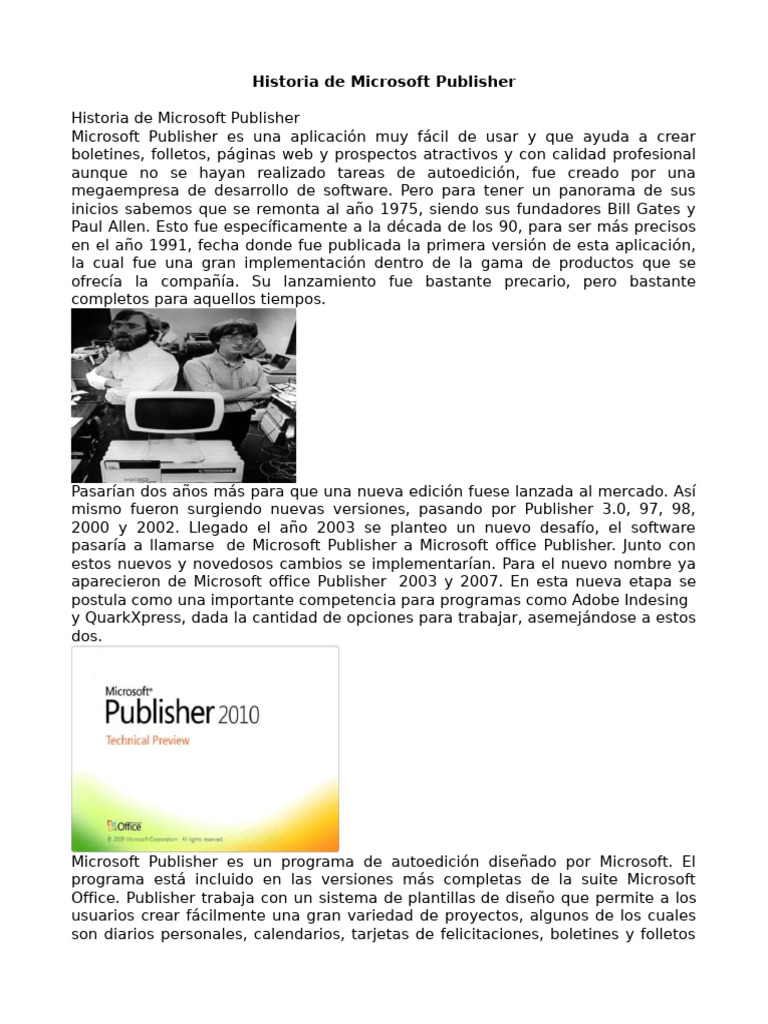 Historia de Microsoft Publisher | PDF