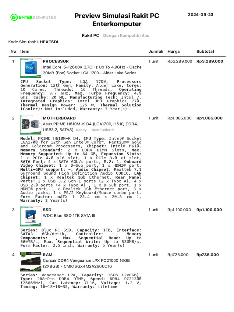 Simulasi - Rakit PC - Enterkomputer Jual Beli Online Komputer, Rakit PC ...