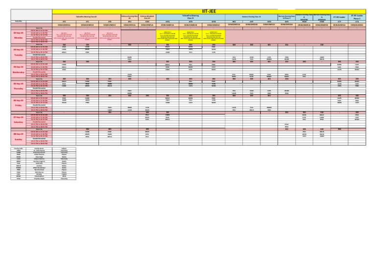 IIT JEE TIME TABLE - 02nd September To 08th September 2024 | PDF
