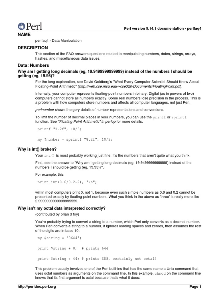 Perl Faq 4 | PDF | Rounding | Variable (Computer Science)