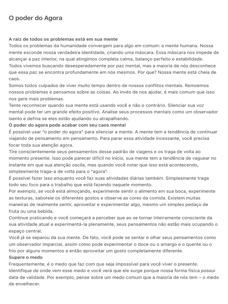 O Poder Do Agora | PDF