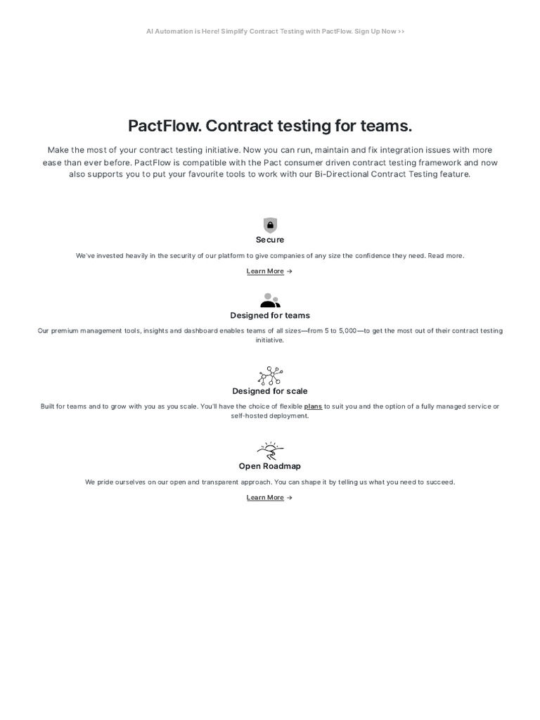 PactFlow - Features - Contract Testing For Teams | PDF