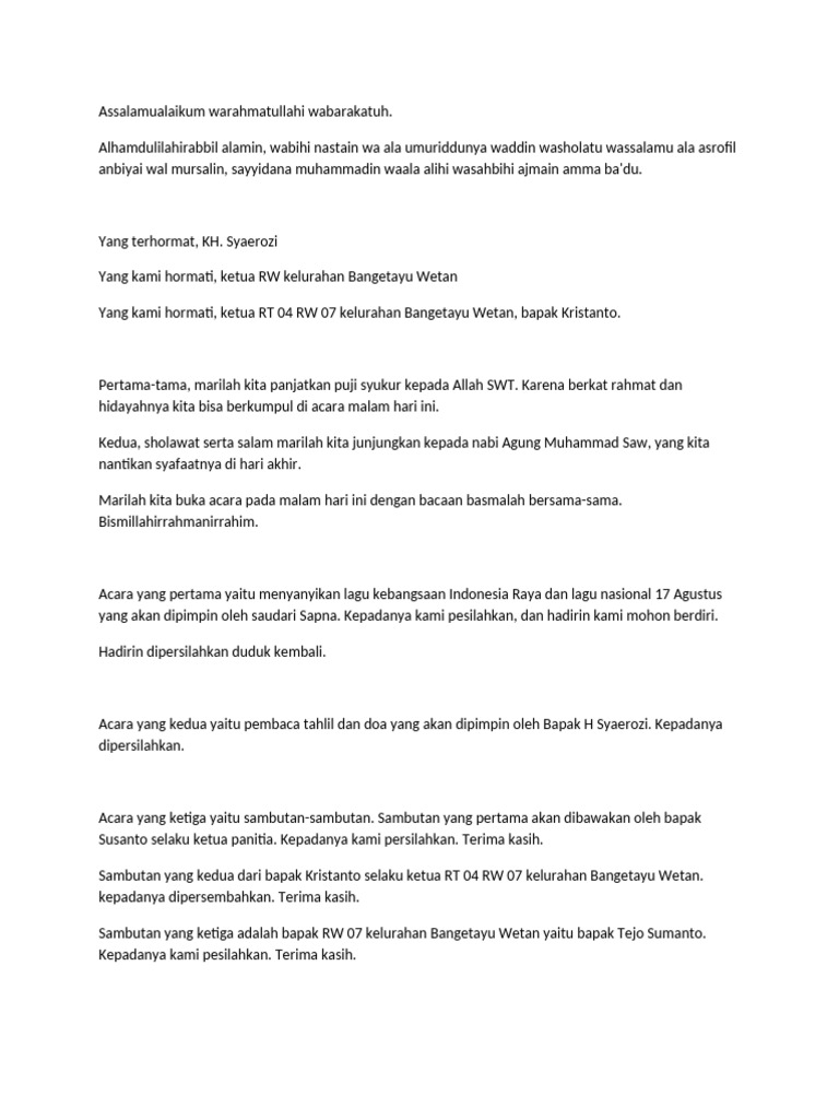 Teks MC 17 Agustus | PDF | Agama & Spiritualitas