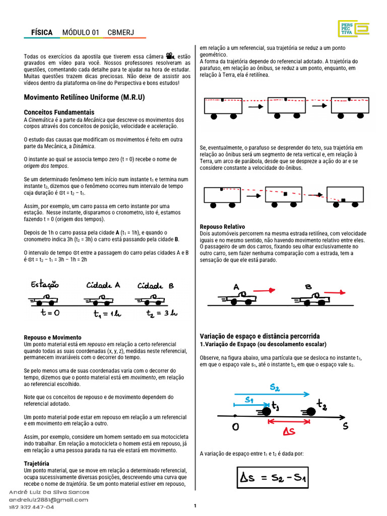 FÃ - Â - Sica - MÃ - Â Dulo 01 - M.R.U | PDF