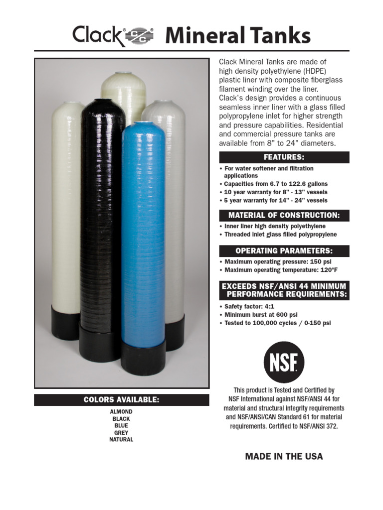 Clack Mineral Tanks 2902 | PDF