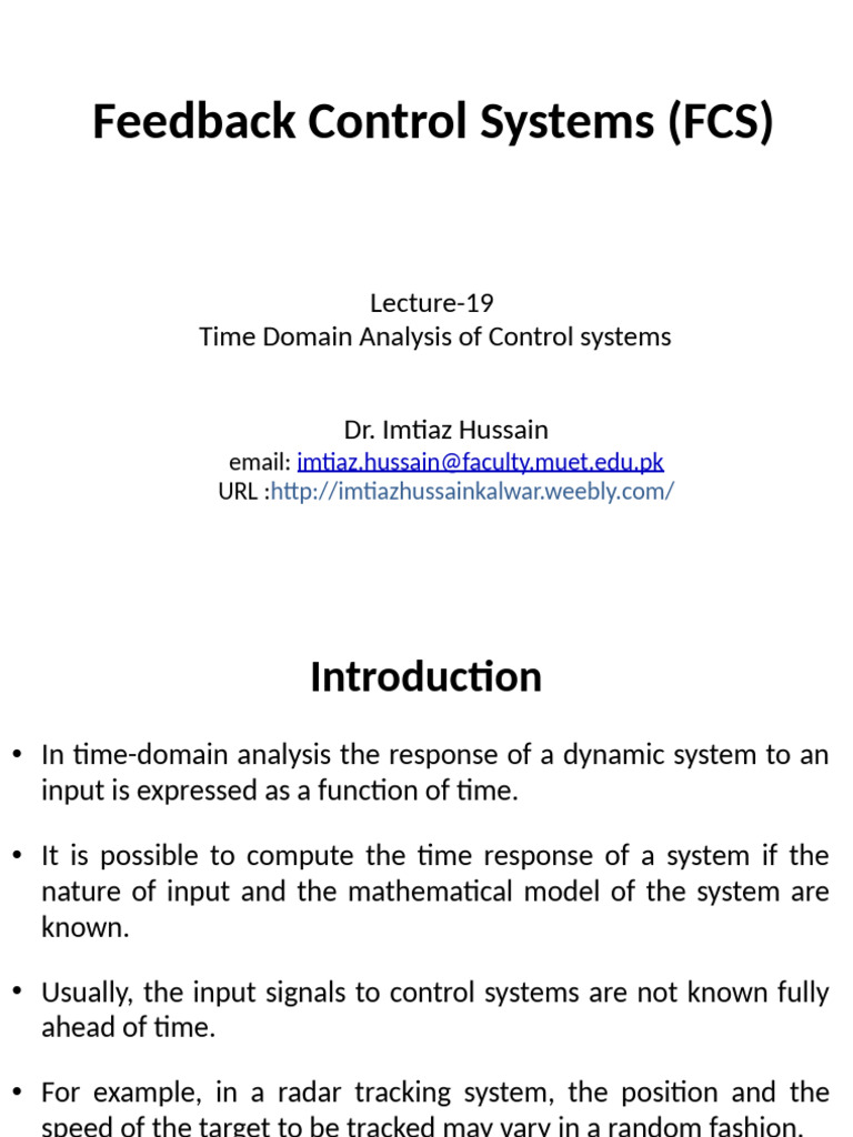 Lecture 19 Time Domain Analysis of Control Systems | PDF