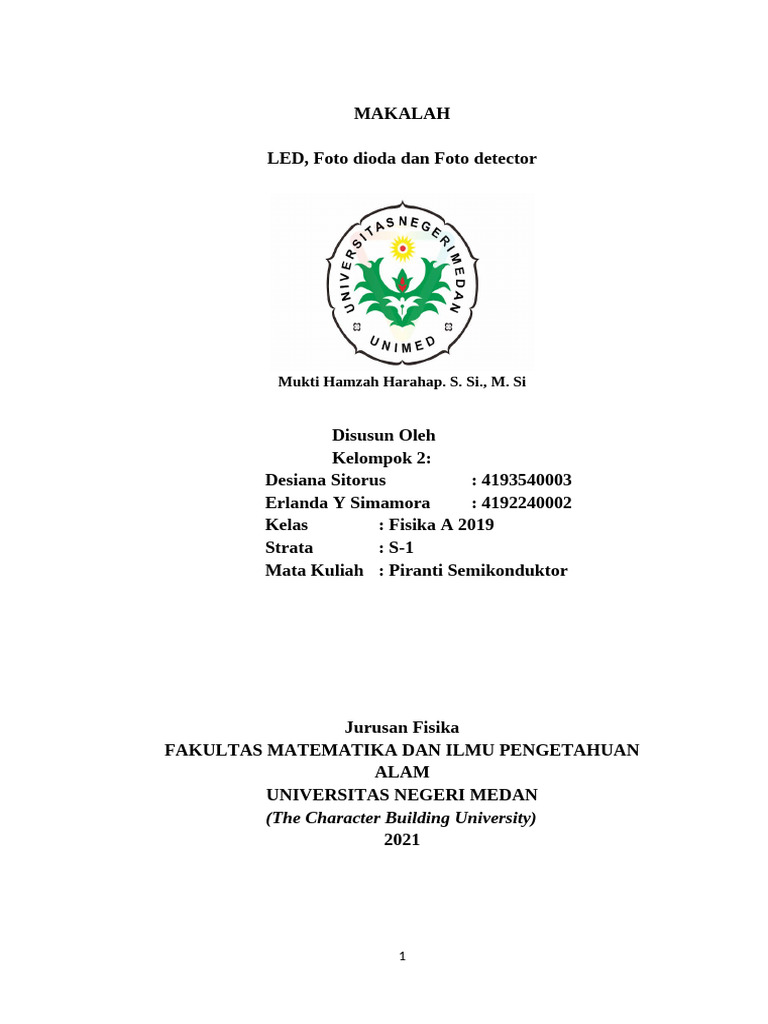 Makalah Kelompok 2 - LED, Foto Dioda Dan Foto Detector - Fix | PDF | Teknologi & Rekayasa