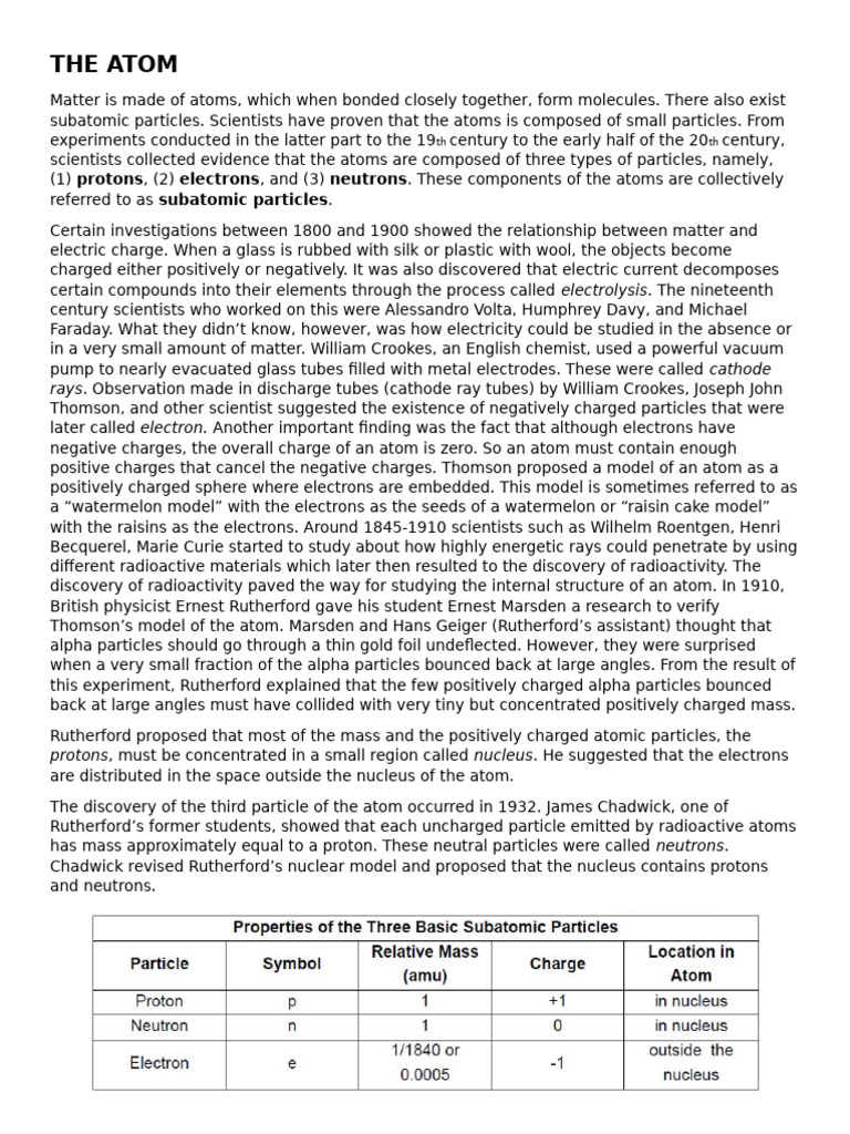 Science 8.the Atom | PDF
